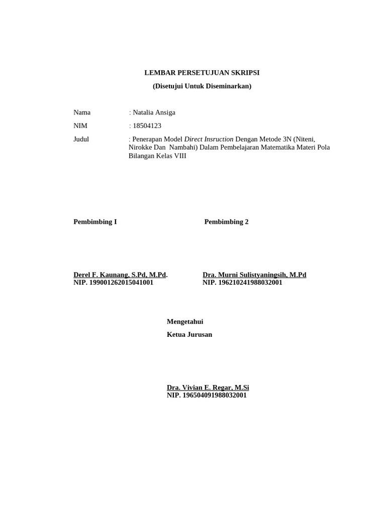 Lembar Persetujuan Skripsi | PDF