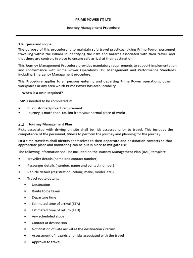 Journey Management and Rest Breaks Guide | PDF | Emergency | Risk