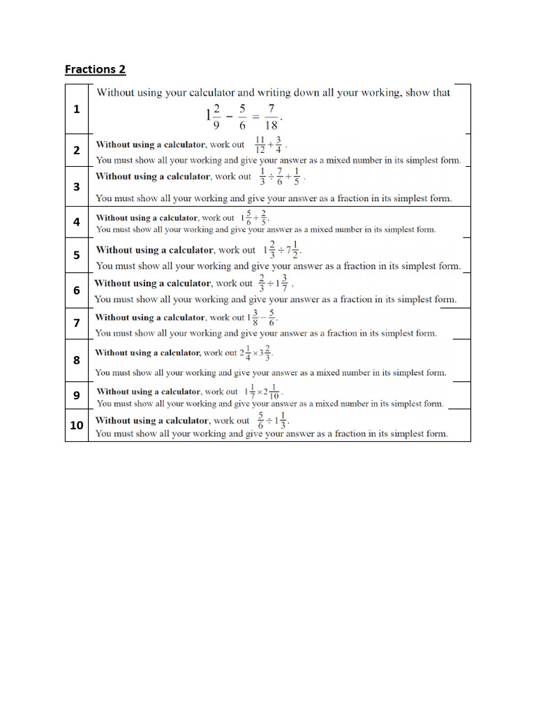 Fractions 2 | PDF