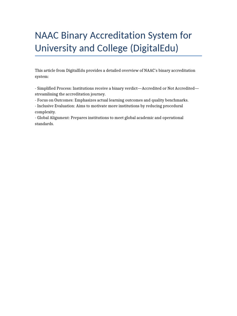 NAAC Binary Accreditation | PDF