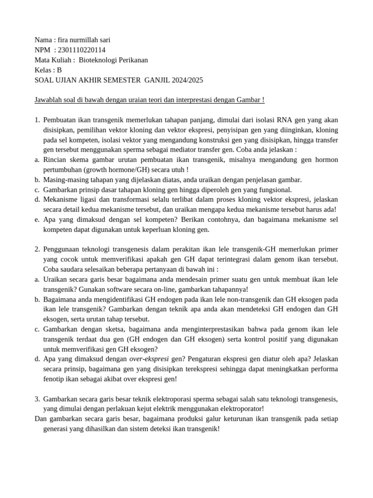 Proses Pembuatan Ikan Transgenik GH | PDF