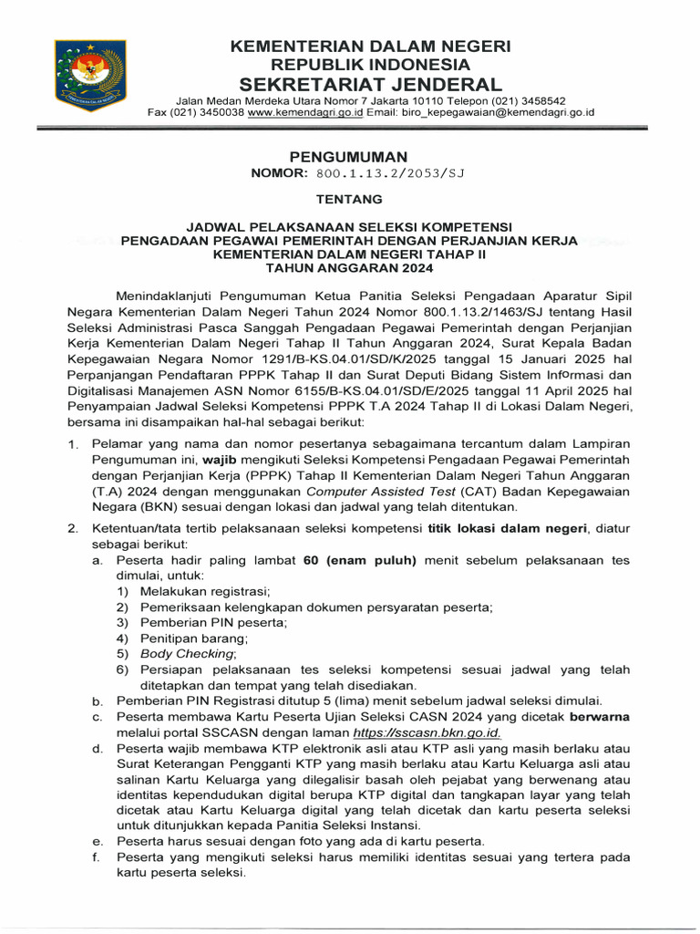 Pengumuman Jadwal Pelaksanaan Seleksi Kompetensi Pengadaan Pegawai Pemerintah Dengan Perjanjian ...