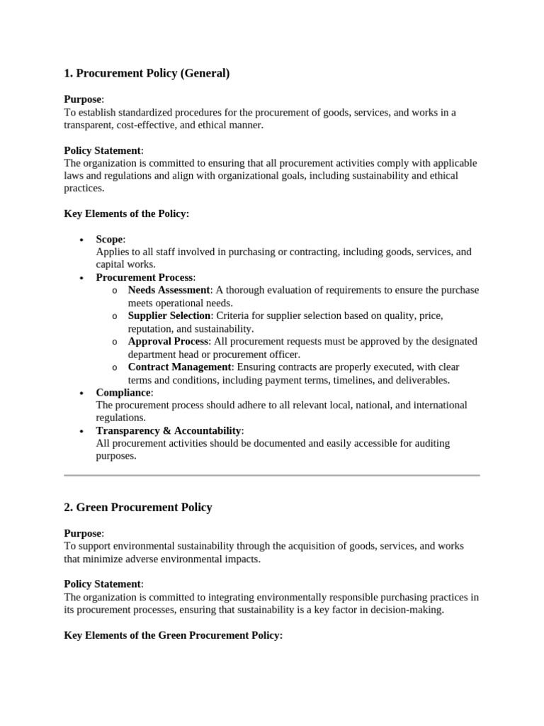 Comprehensive Procurement Policies Guide | PDF | Procurement | Business