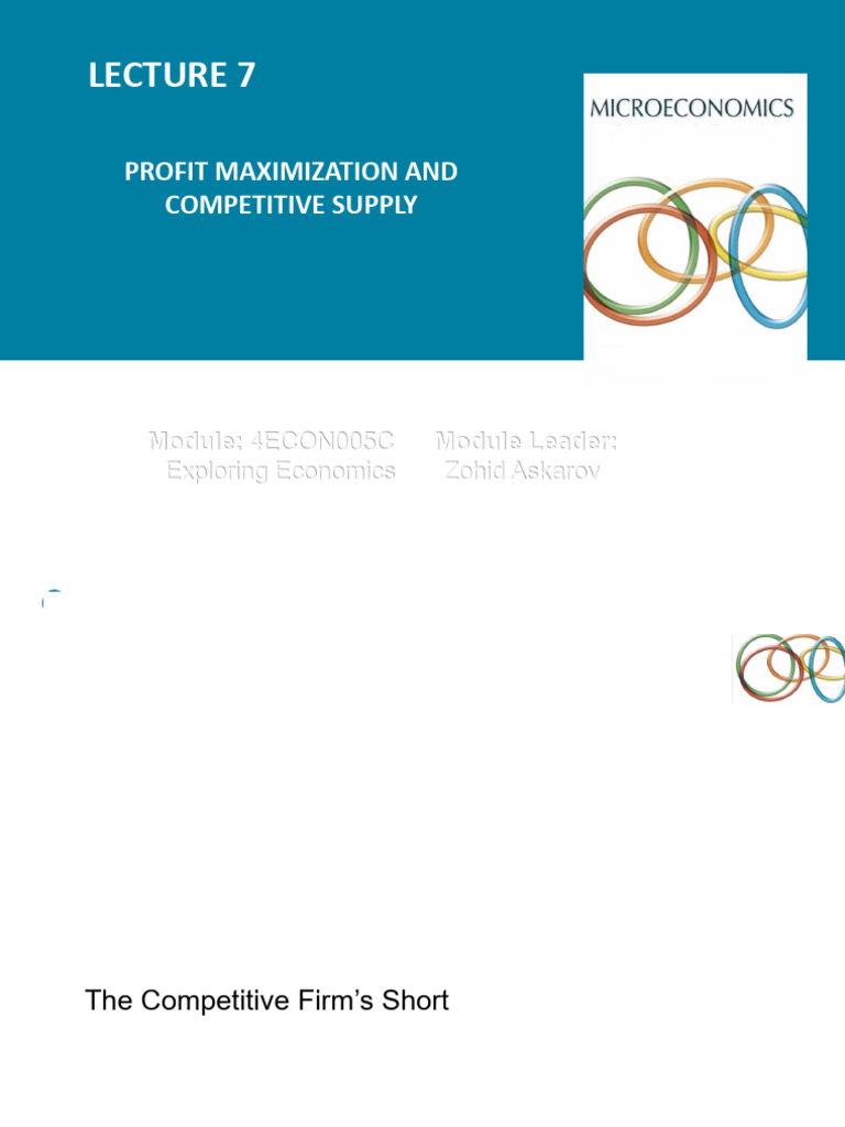 Lecture 7 Profit Maximization & Competitive Supply | PDF | Profit ...