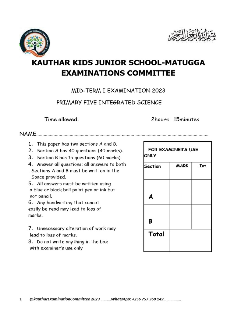 P.5 Mid Term I Science 2023.. | PDF | Seed | Flowers