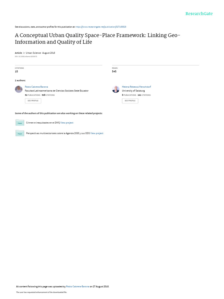 Urban Quality Framework: Geo-Information & Life | PDF | Space | Quality ...