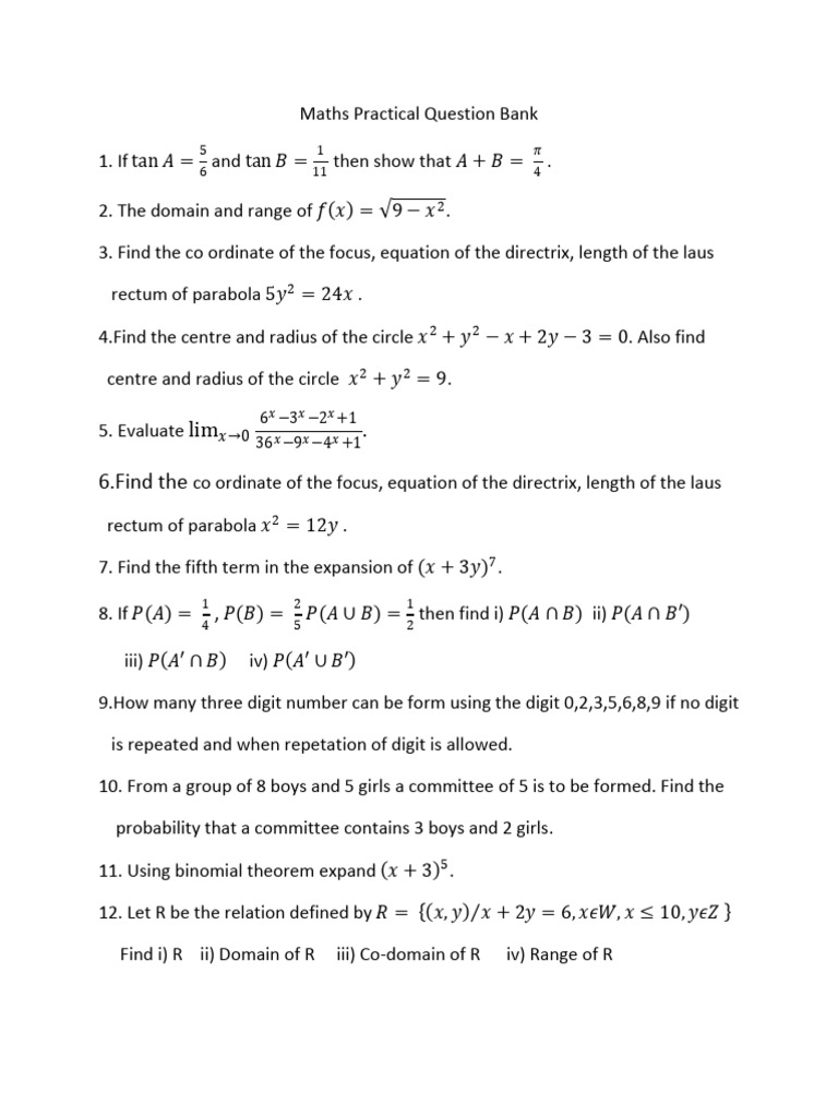 Maths Practical Question Bank | PDF | Mathematics | Mathematical Analysis