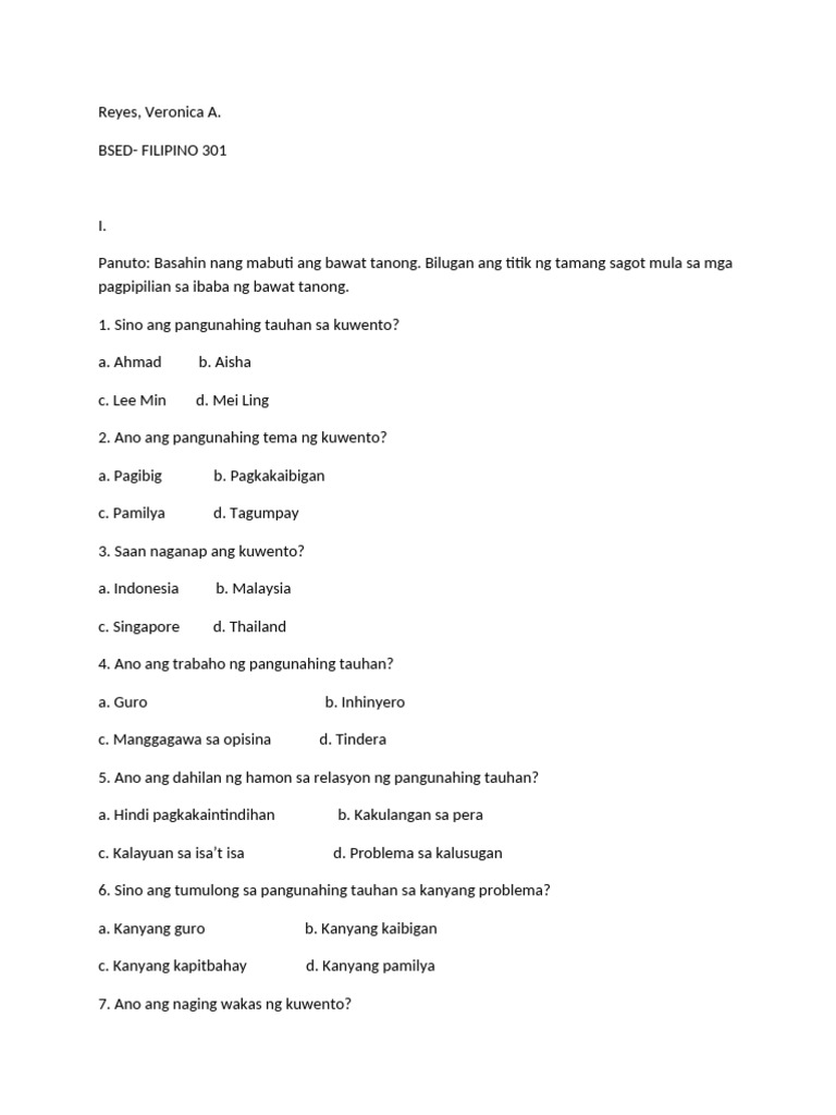 Questionnaire Sa TOS | PDF