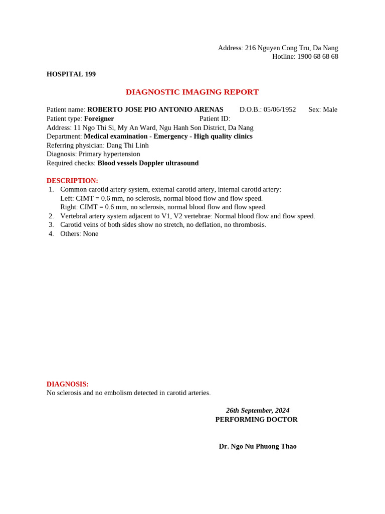 Diagnostic Imaging Report - Arenas | PDF