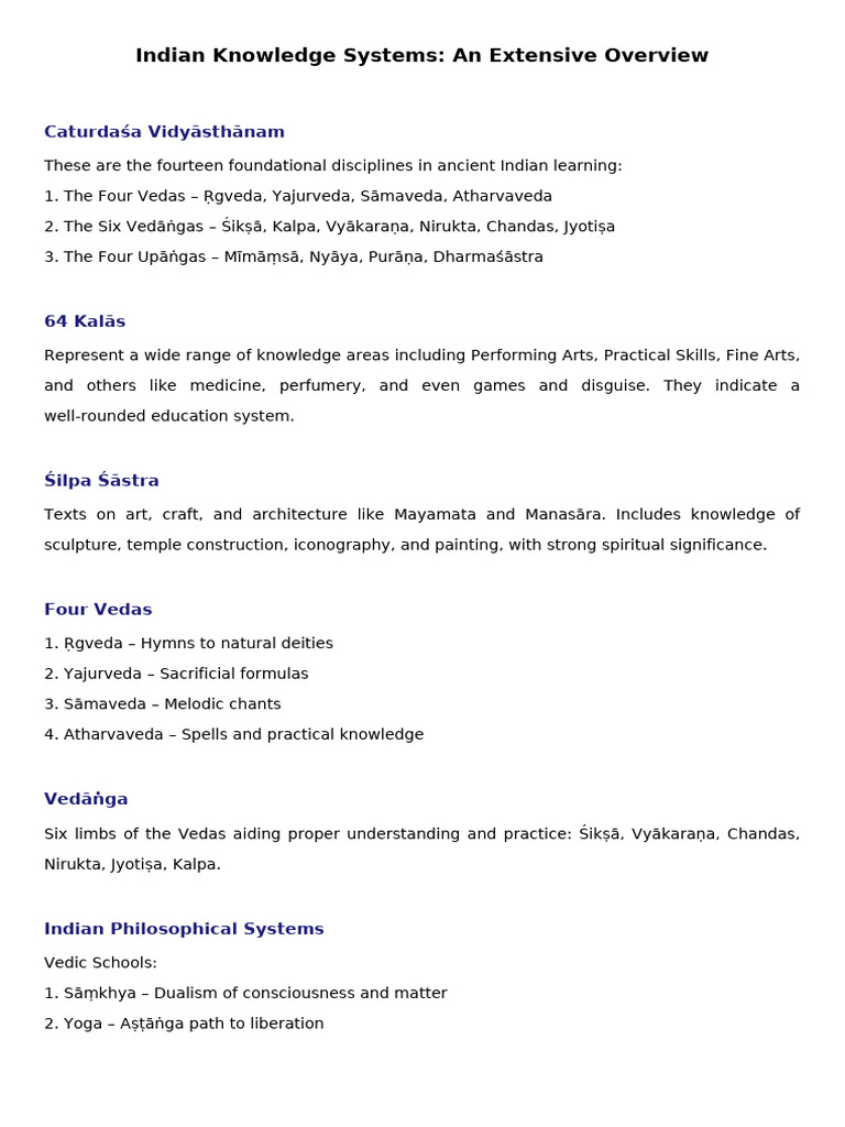 Indian Knowledge Systems Overview | PDF