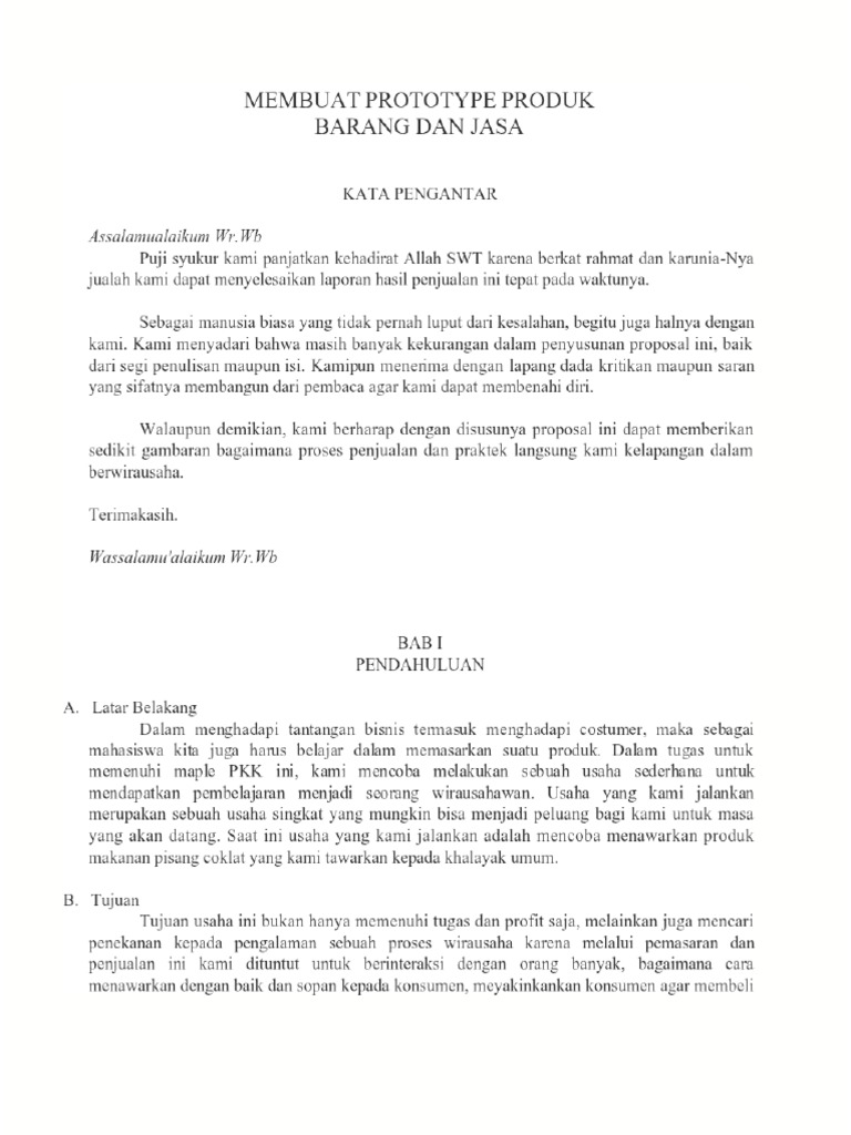 Proses Pembuatan Prototipe Produk | PDF