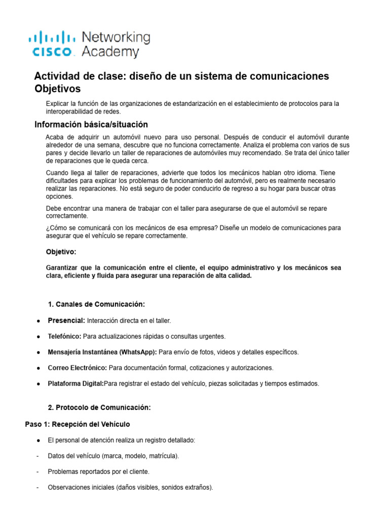 3.0.3 Class Activity - Design A Communications System - Es XL | PDF ...