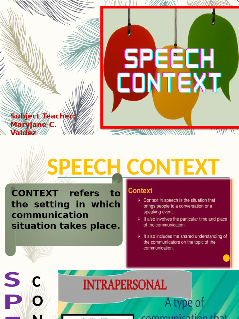 Oral Communication Speech Context | PDF