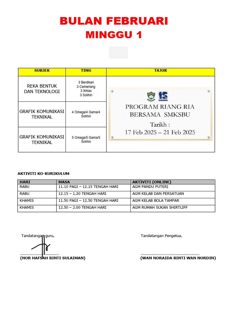 RPH Minggu 1 | PDF
