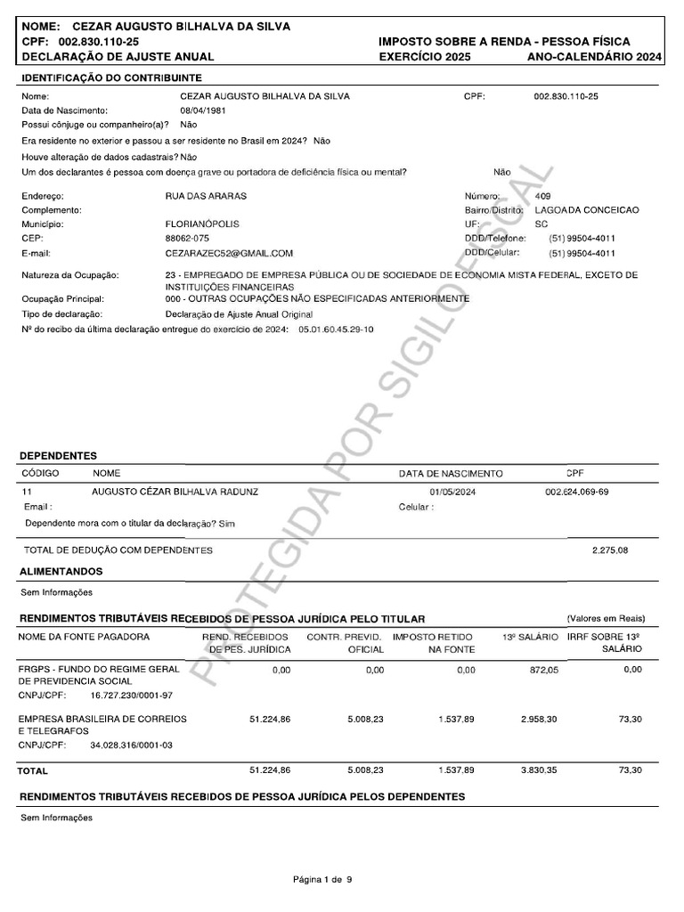 Declaração IRPF 2025 - 2024 | PDF