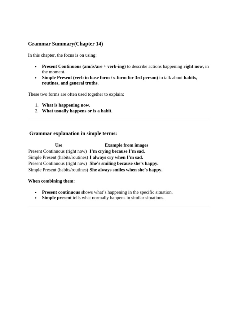 Present Continuous vs. Simple Present Guide | PDF