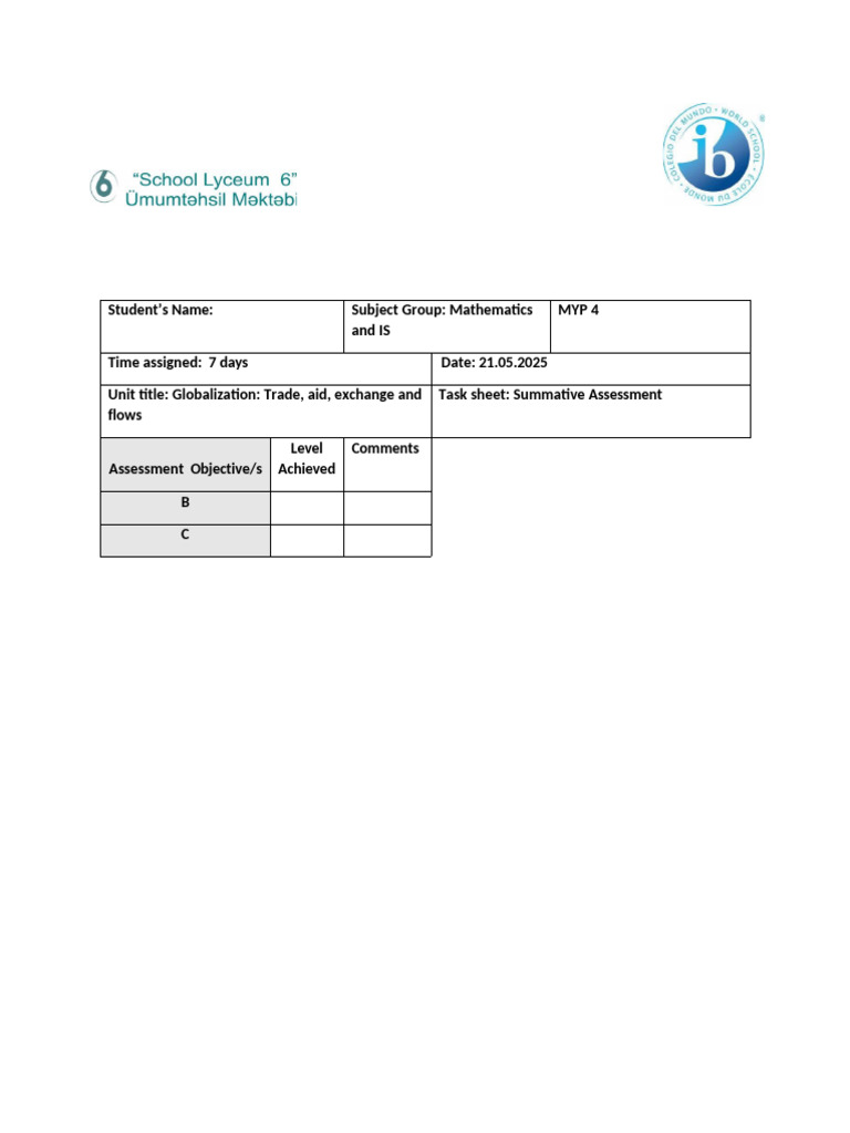 IDU Summative MYP 4 | PDF