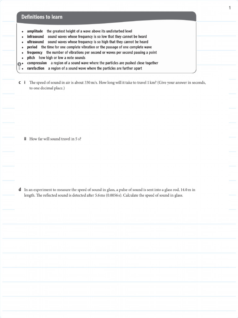 Homework - 1 - Waves - Sound - and - Light OCR, Physics, Waves Sound ...