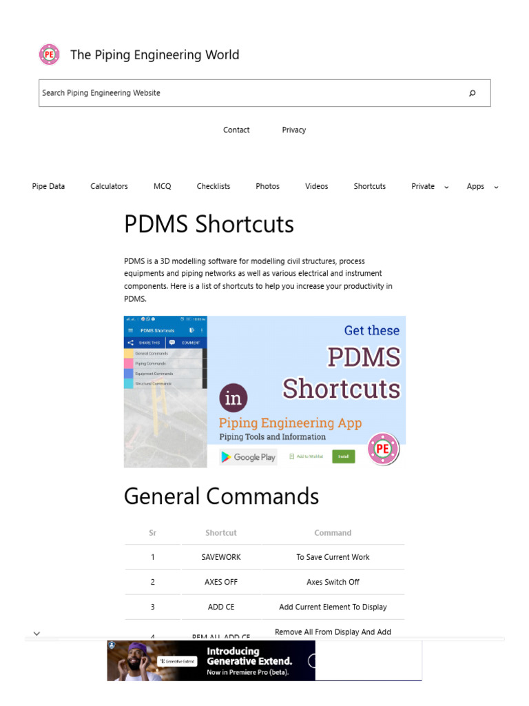 PDMS Shortcuts - The Piping Engineering World | PDF | Graphical User ...