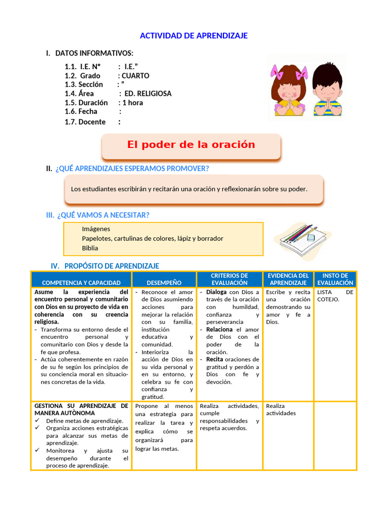 D2 A2 SESION REL. El Poder de La Oración | PDF | Oración | orador del Señor