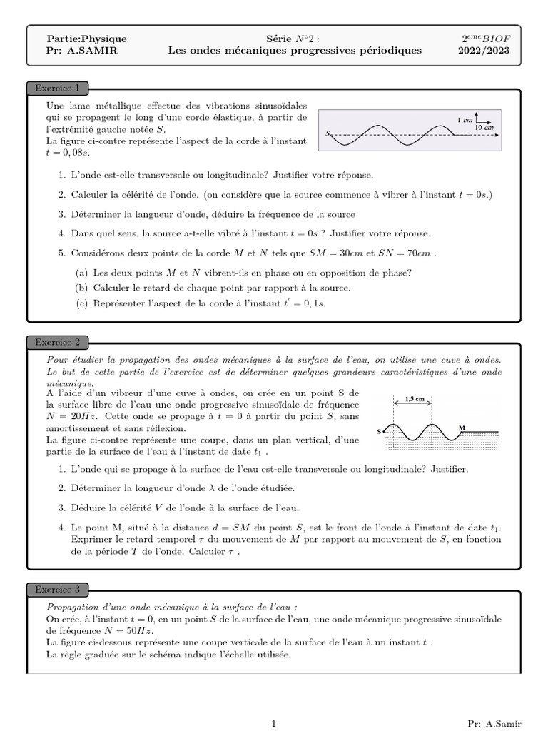 Ondes mécaniques : propagation et caractéristiques | PDF | Vagues ...