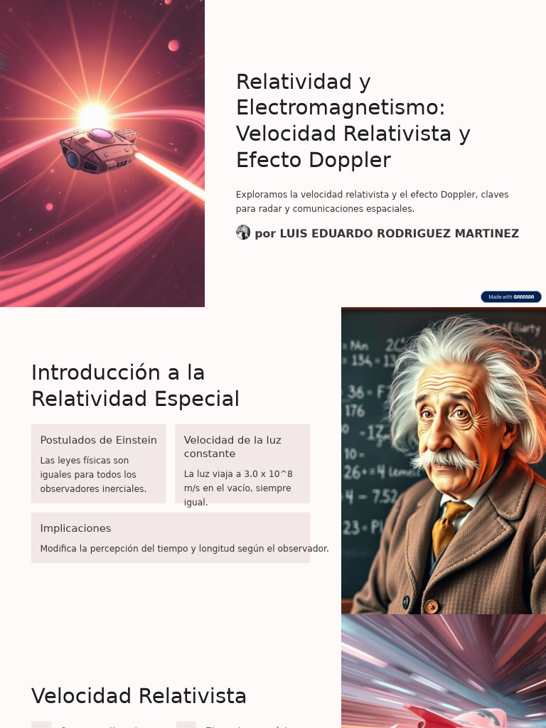Relatividad y Electromagnetismo Velocidad Relativista y Efecto Doppler ...