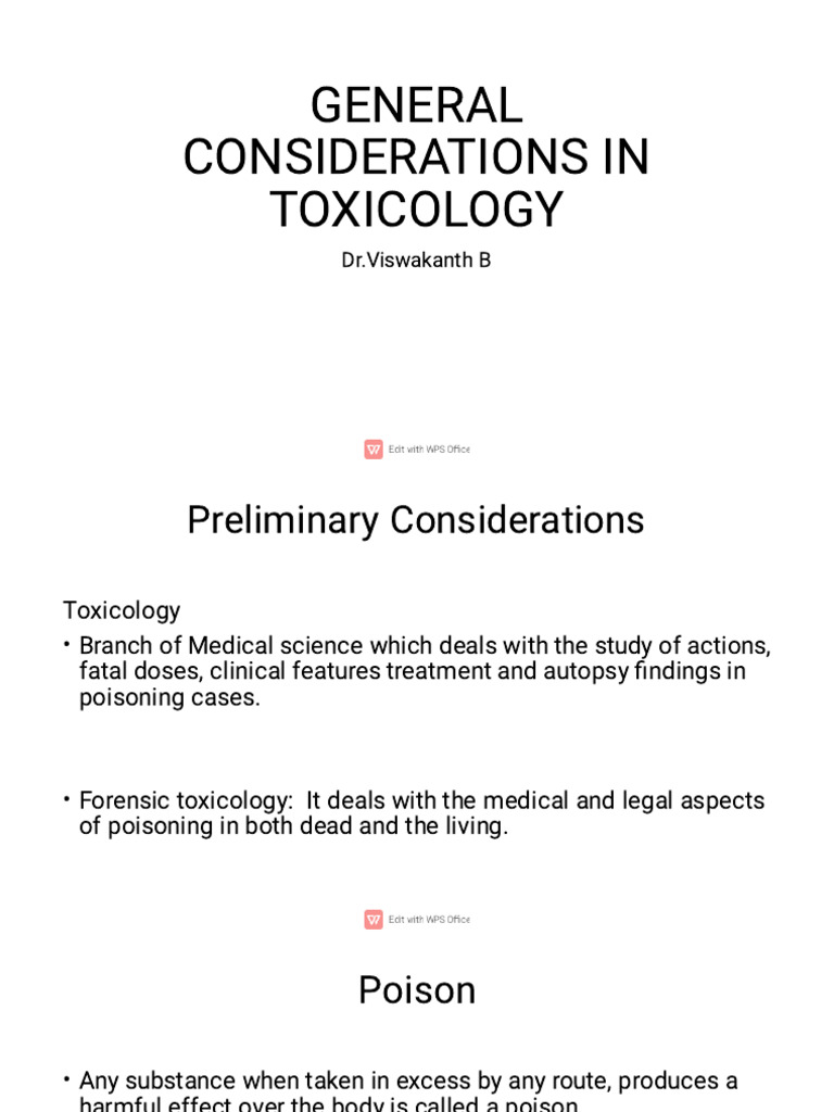 Neral Considerations in Toxicology | PDF | Poison | Vomiting