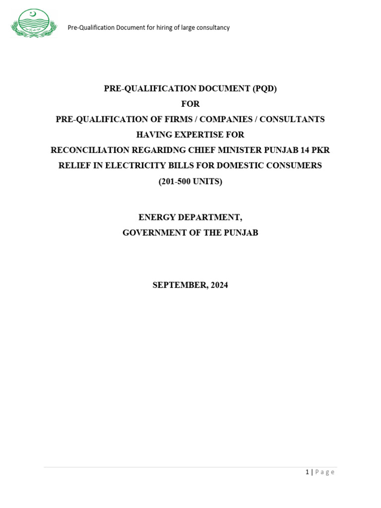 ED RPS Consultancy Services PQD 03102024 | PDF | Joint Venture | Consortium