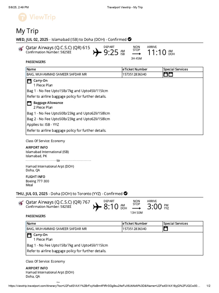 Travelport Viewtrip - My Trip | PDF | Transport | Airlines