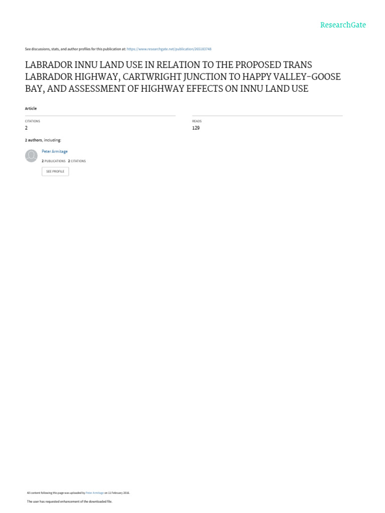 Labrador Innu Land Use in Relation To The Proposed | PDF | Labrador ...