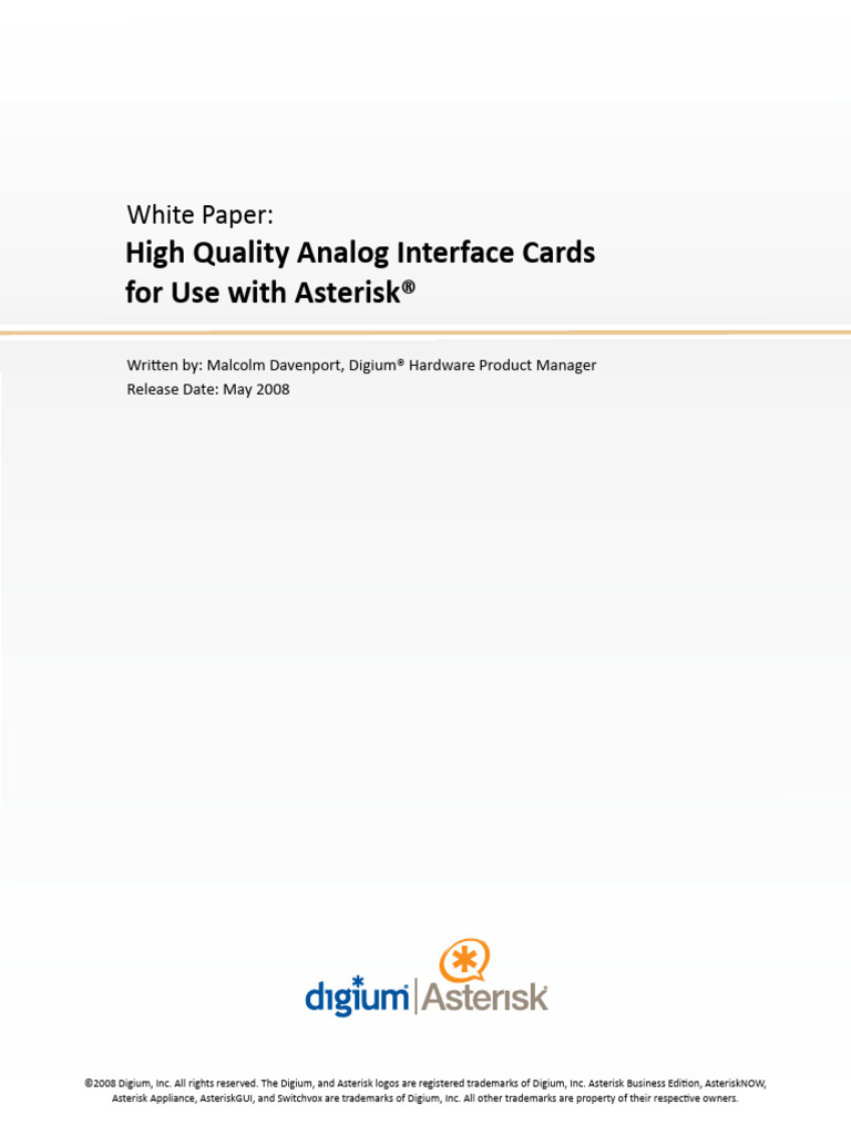 Digium Analog Interface Cards Overview | PDF | Public Switched ...