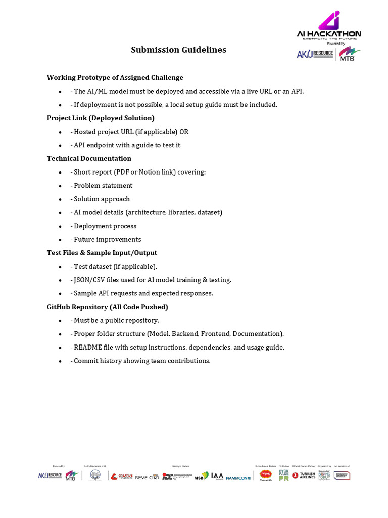 AI/ML Project Submission Guidelines | PDF