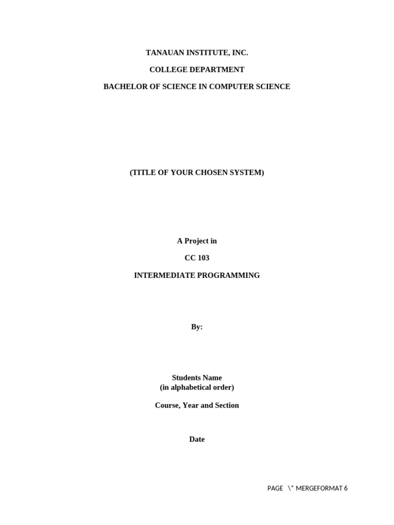 Final Project Docu Template For CC 103 | PDF