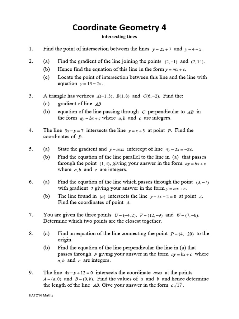 H Coordinate Geometry 4 | PDF