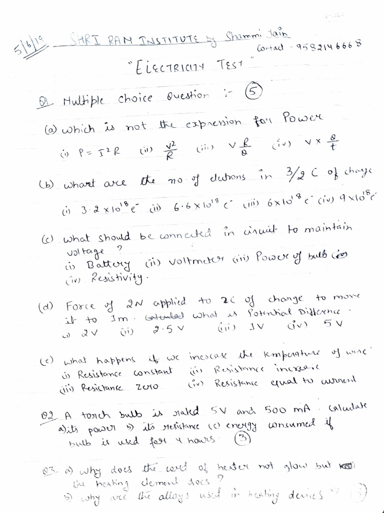 Electricity Assignment 3 | PDF