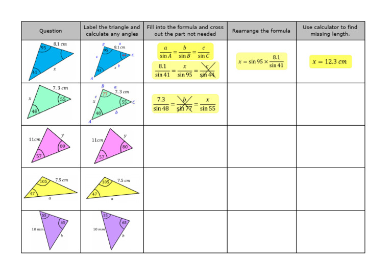 Sine Rule for Finding Missing Side | PDF