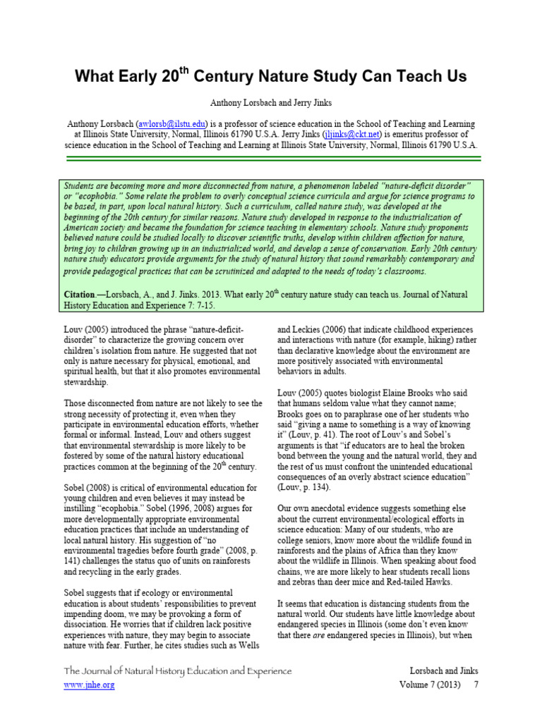 What 20th Century Nature Study Can Teach Us | PDF