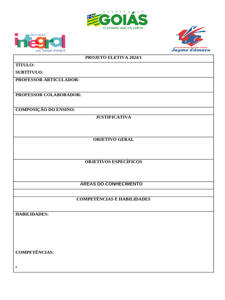Modelo de Projeto Eletiva | PDF