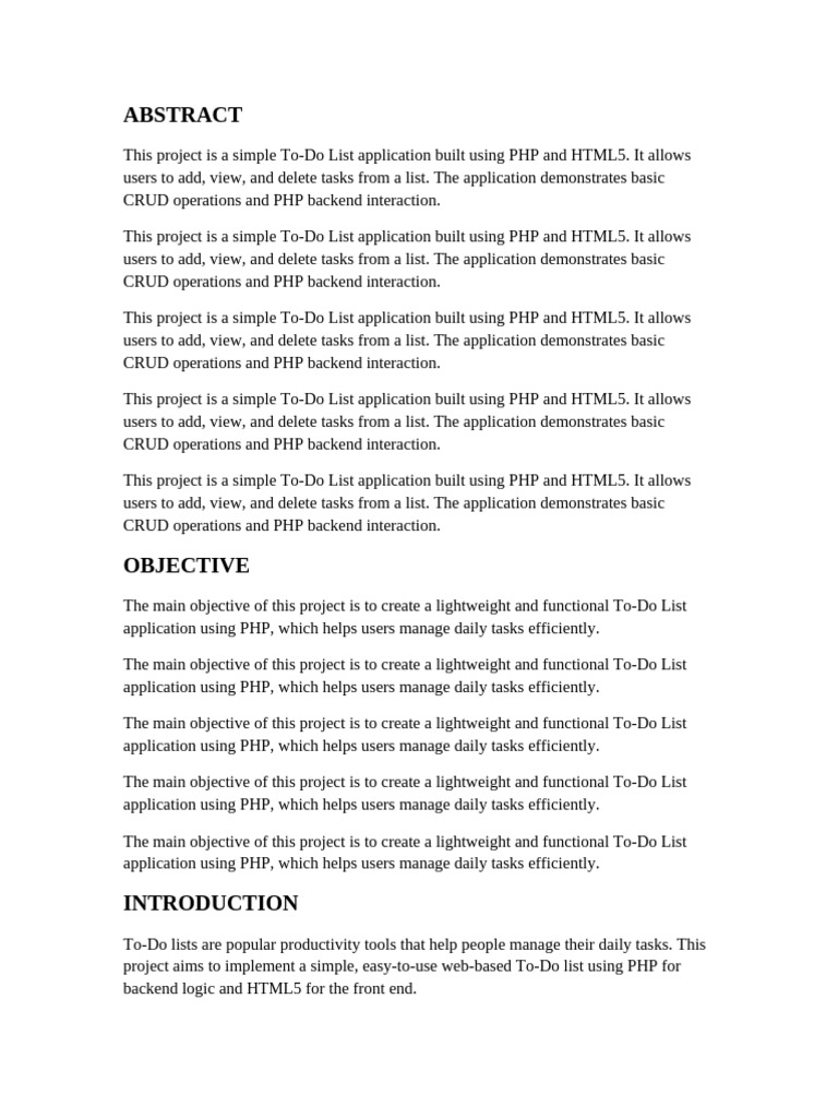 PHP_Simple_To_Do_List_Report | PDF | Php | Computer Engineering