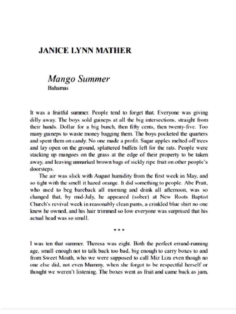 Mango Summer - by Janice Lynn Mathers | PDF
