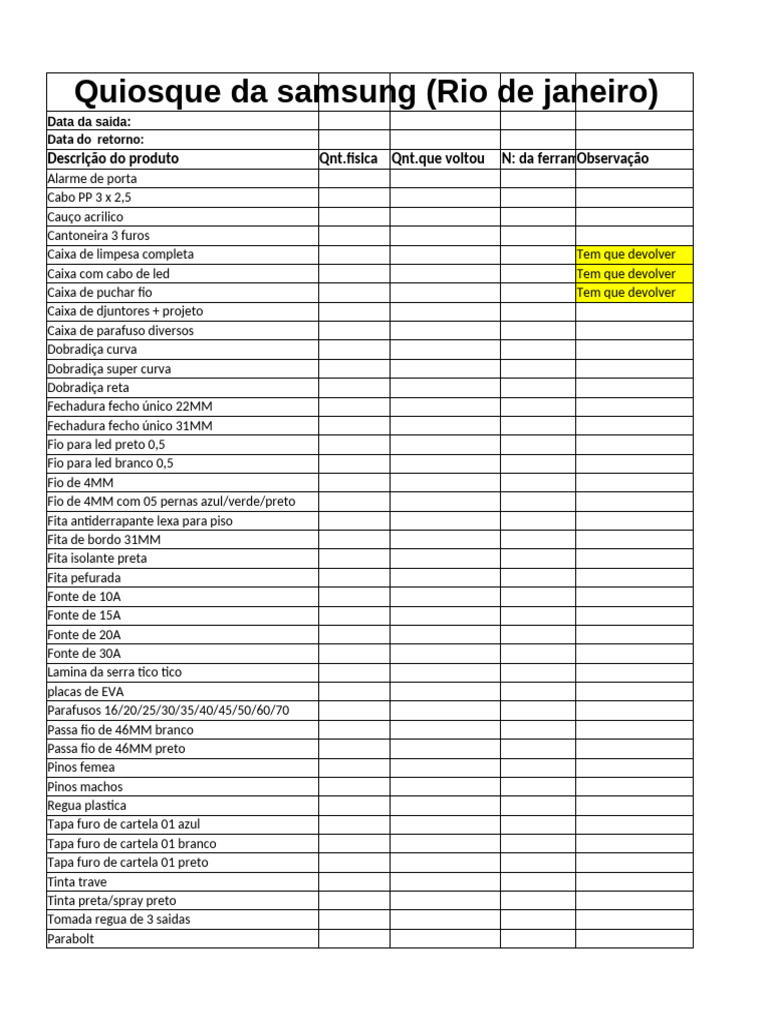 Controle de Saida Samsung | PDF