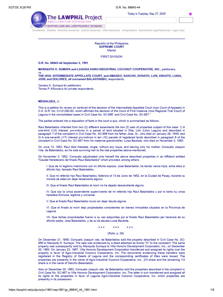 Supreme Court Ruling on Property Inheritance | PDF | Lawsuit | Affidavit