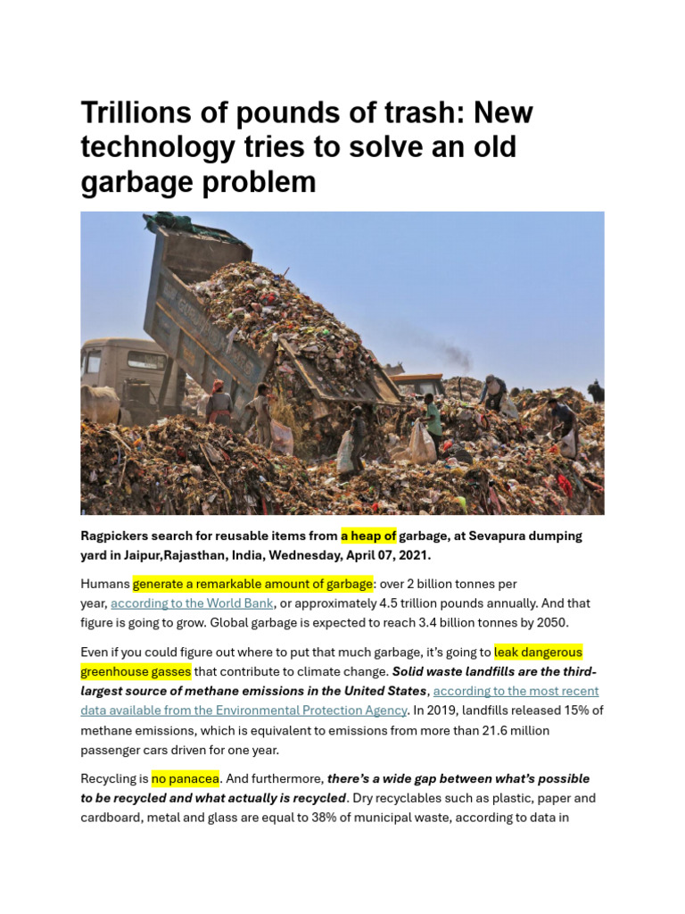 Trillions of Pounds of Trash | PDF | Municipal Solid Waste | Recycling