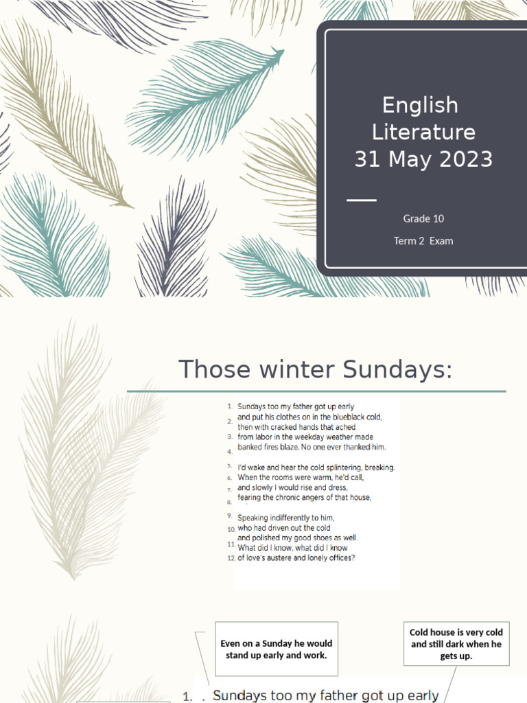 Analyzing "Those Winter Sundays" | PDF | Poetry | Metaphor