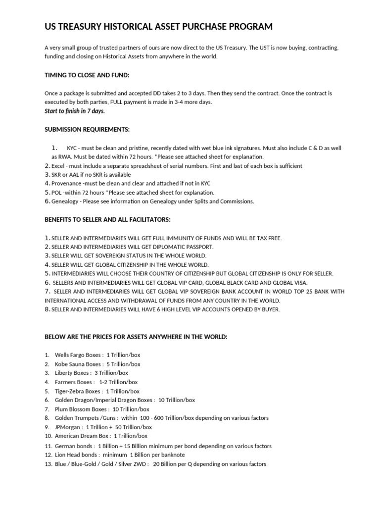 Us Treasury Historical Asset Purchase Program | PDF | Sales