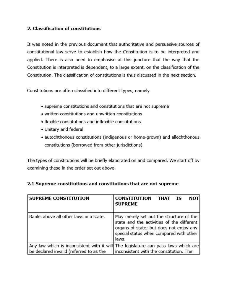 2 Classification of Constitutions | PDF | Constitution | Bill (Law)