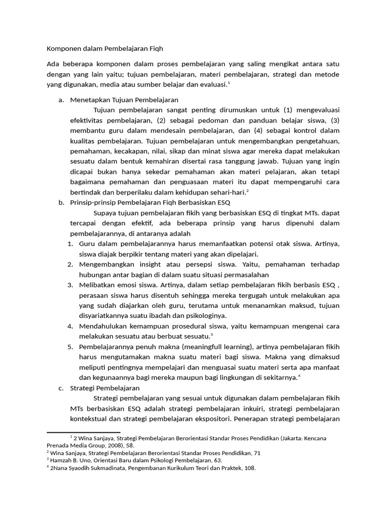 Komponen Dalam Pembelajaran Fiqh | PDF