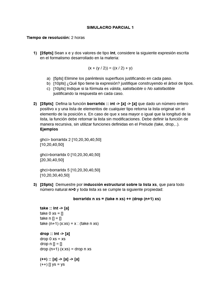 Simulacro Parcial 1 - Estructuras Discretas | PDF | Matemáticas | Lógica matemática