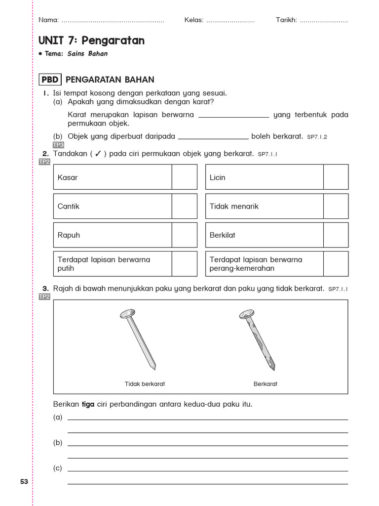 Latihan Pengaratan Sains Tahun 5 | PDF