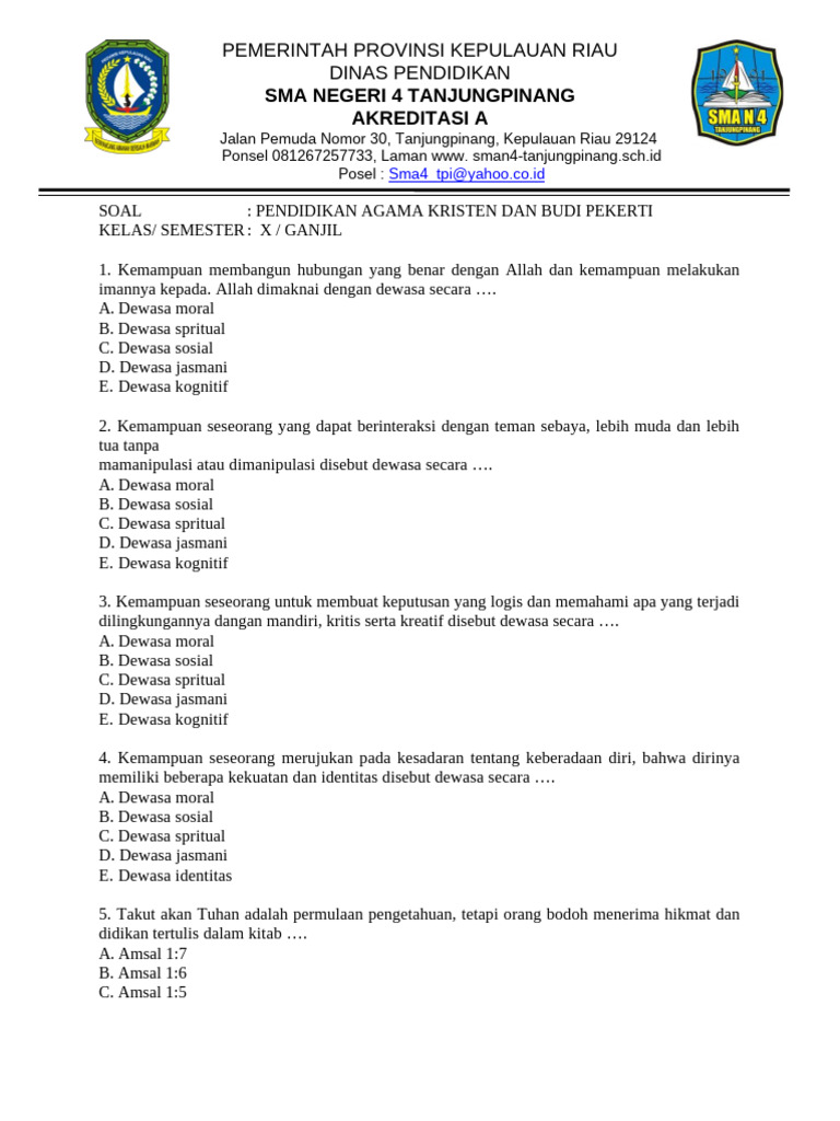 Soal Pak KLS X | PDF